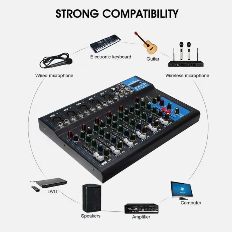 ALIHA F7 Professional Audio Mixer Console 7-Channel - TOP PRO SOUND