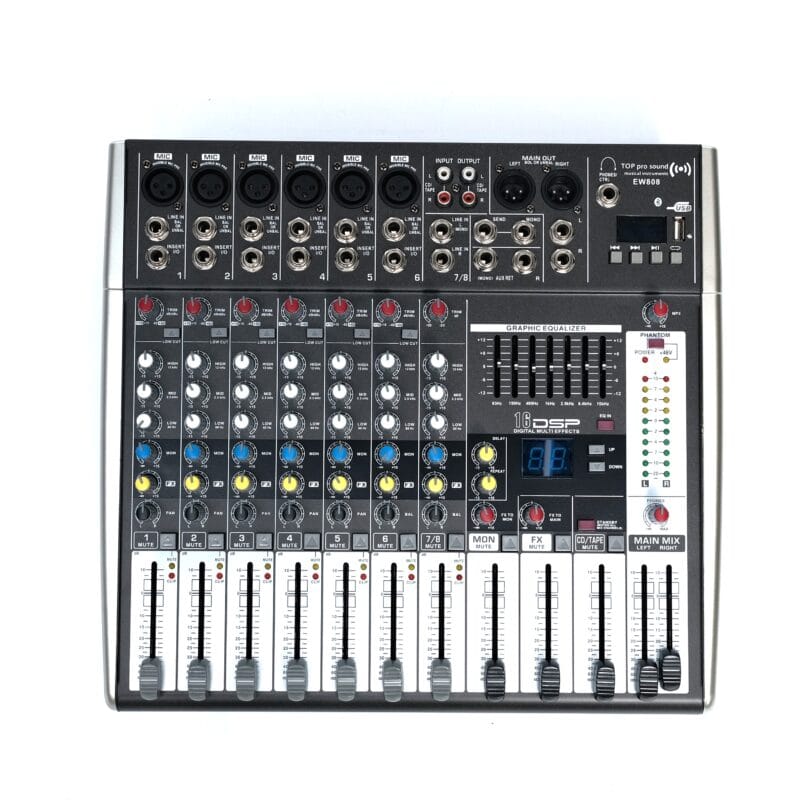 TOP PRO EW808 DSP ECHO MIXER CONSOLE 8 CHANNEL PROFESSIONAL