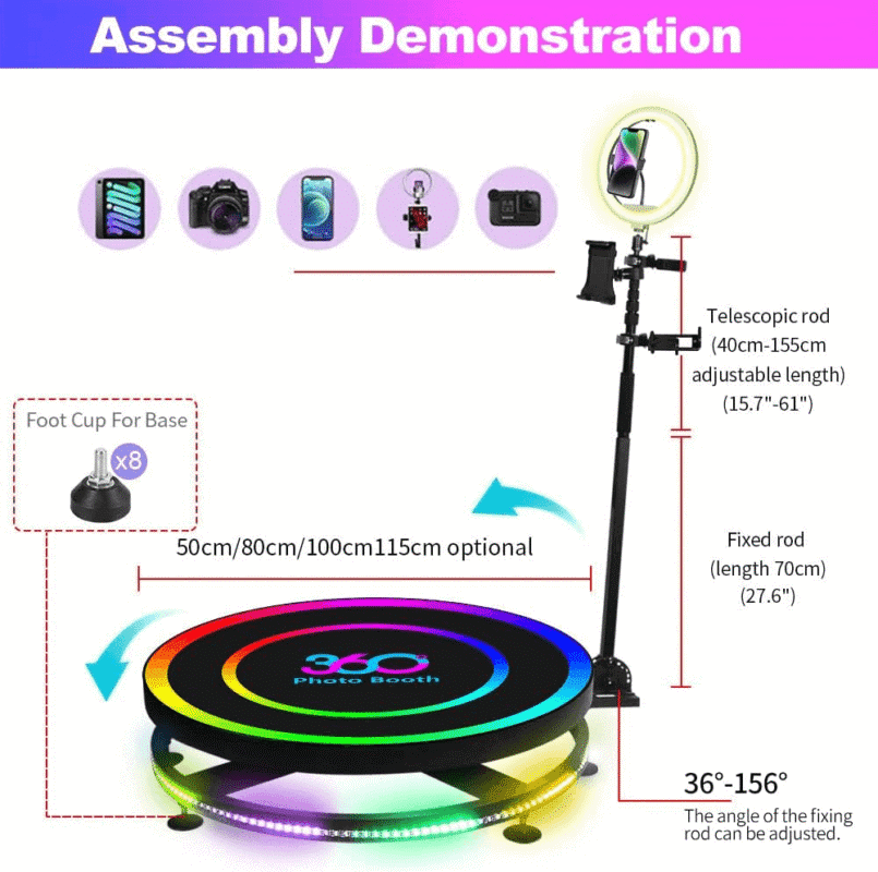 TOP PRO 360 Photo Booth with RGB Ring Light with Flight Case - TOP PRO ...
